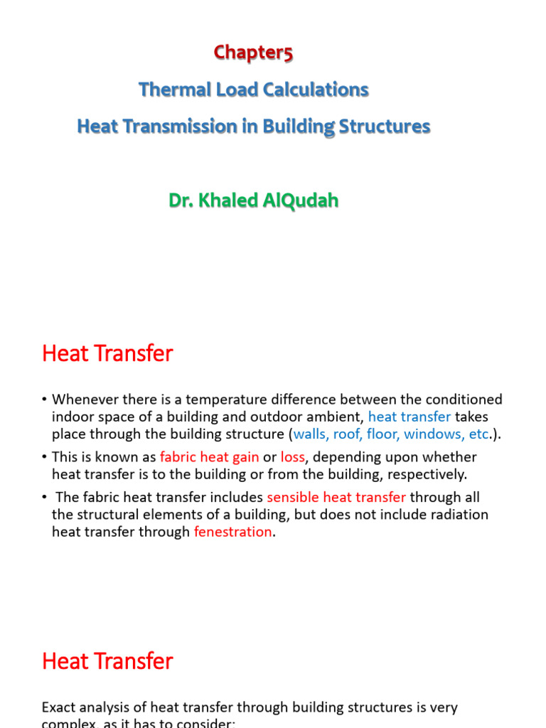 HVAC-Chapter 5-Thermal Load Calculation-Heat Transfer | PDF | Heat ...