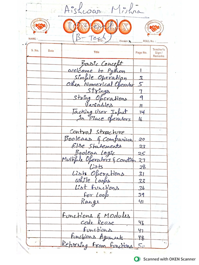 Python Handwritten Notes | PDF