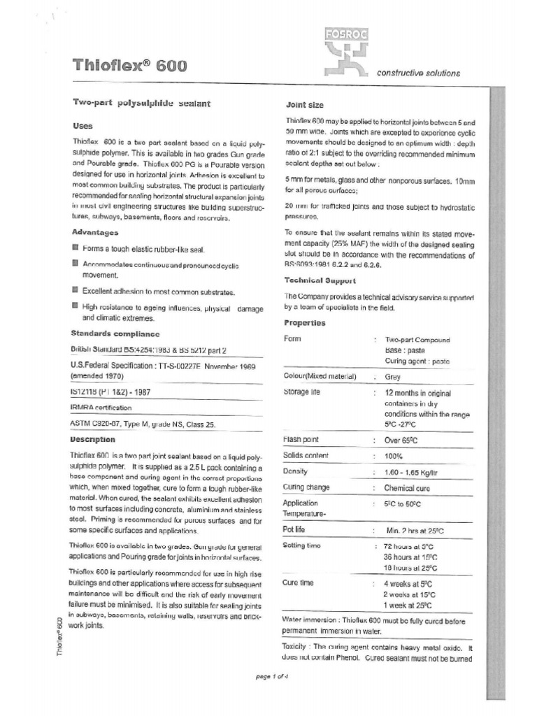 Thioflex 600 - Primer 20 - 093013 | PDF