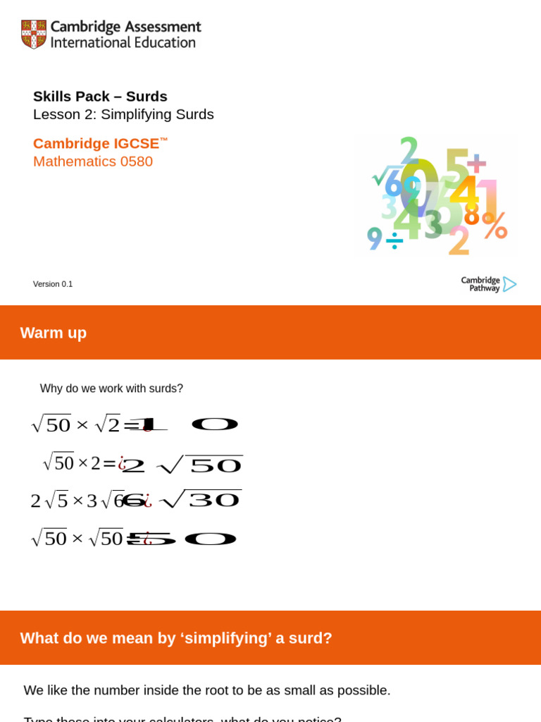 Lesson 2 - Simplifying Surds | PDF