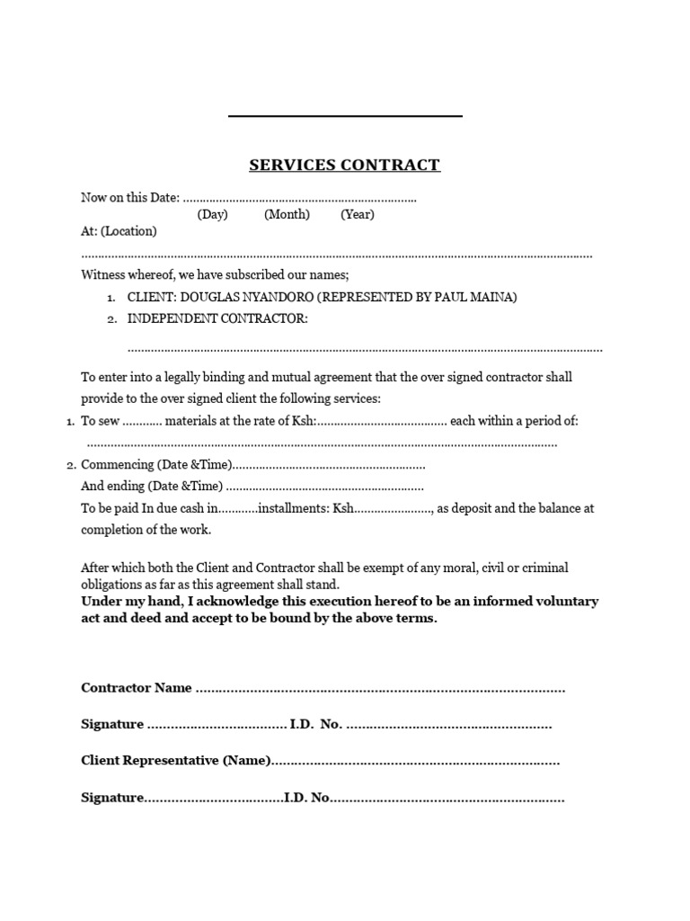 Service Contract Sewing | PDF