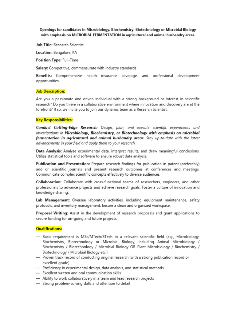 JD - MicroBio, BioTech, AgriTech, BioChem Etc | PDF | Biotechnology ...