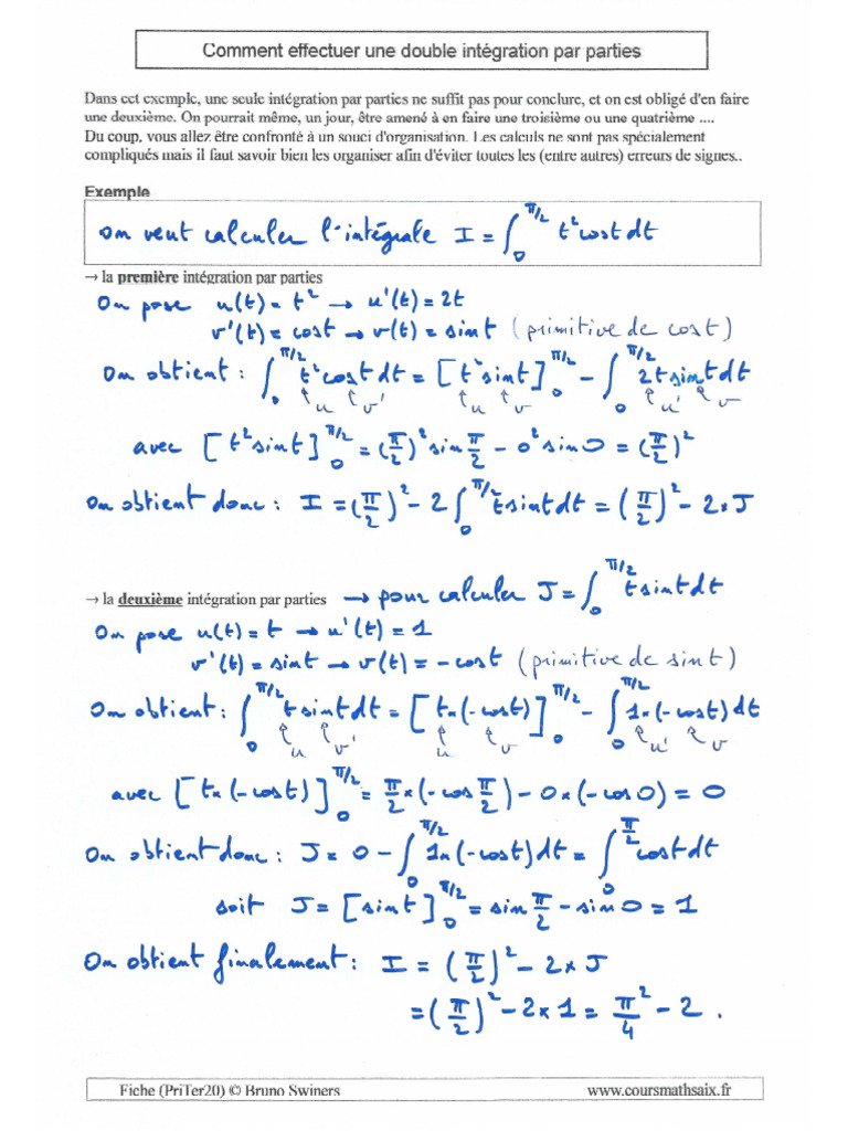 Comment Faire Calculer Double Integration Par Parties Methode Et ...