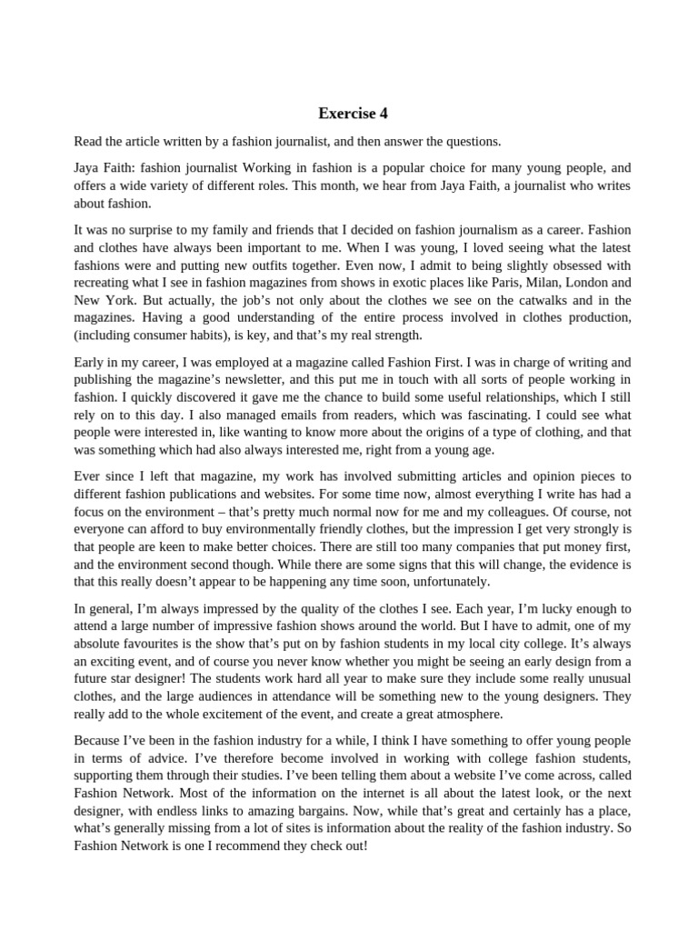 Exercise 4 | PDF | Fashion | Magazines