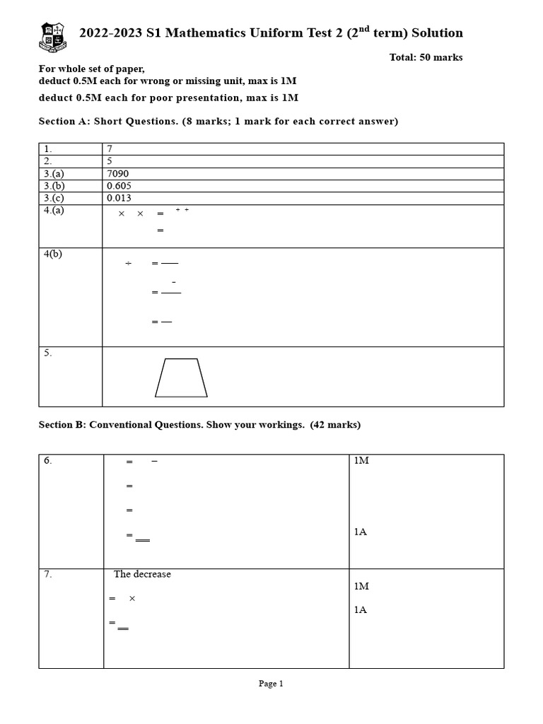 Math - S1 - Test 2 - MS | PDF | Financial Economics | Business Economics