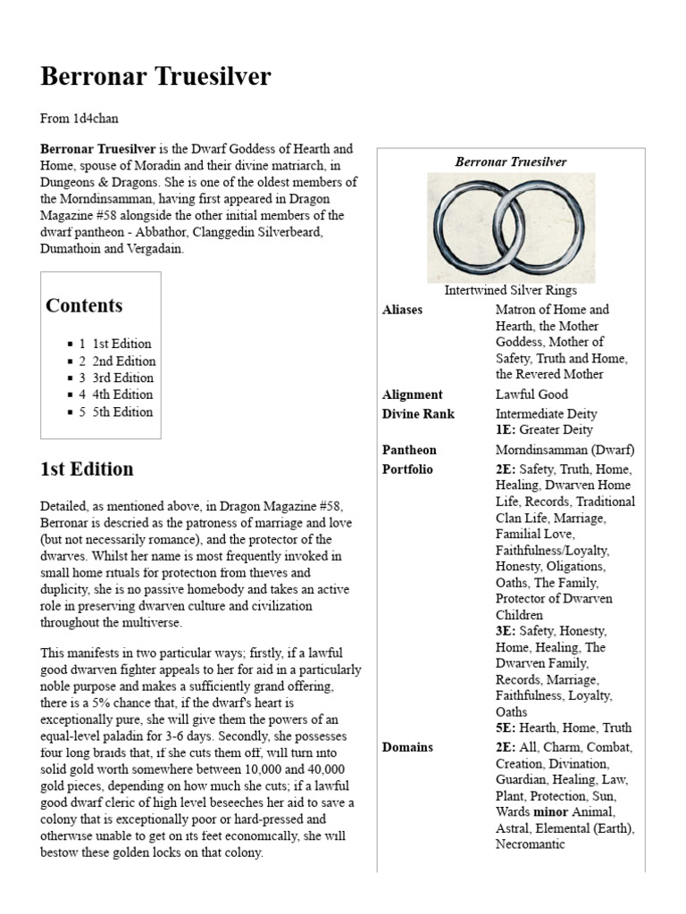 Berronar Truesilver - 1d4chan | PDF | Dwarf (Dungeons & Dragons) | Dungeons & Dragons