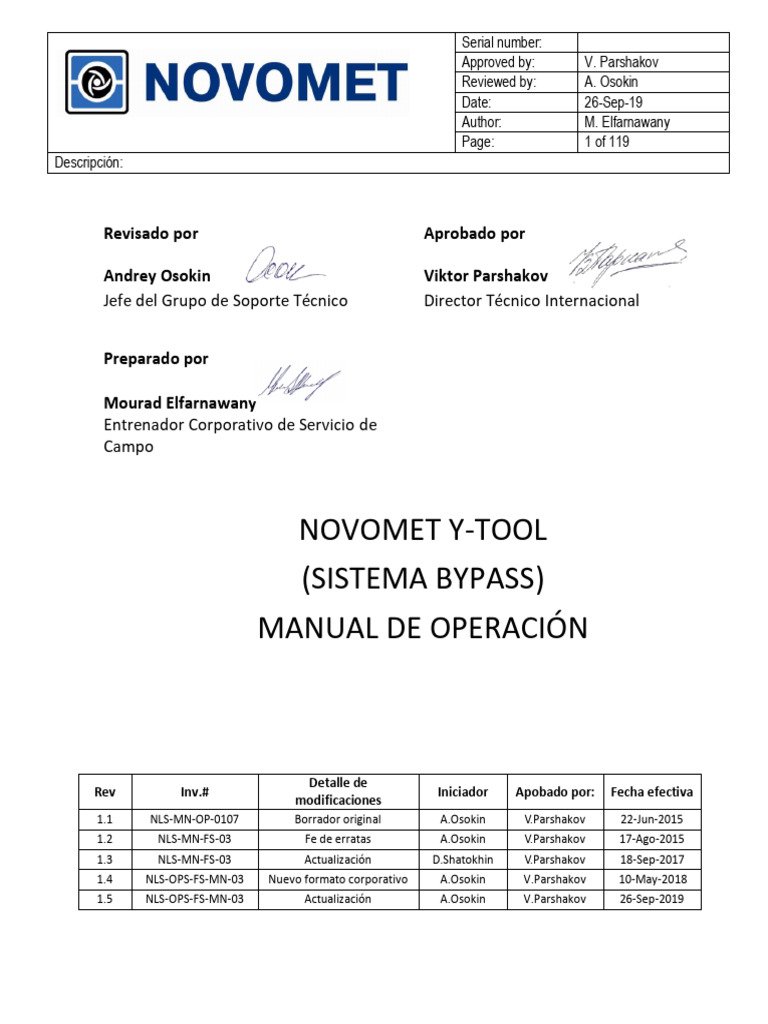 NLS OPS FS MN 03 - NOVOMET Y TOOL (Sistema Bypass) .Manual Operativo - Rev.1.5 | PDF