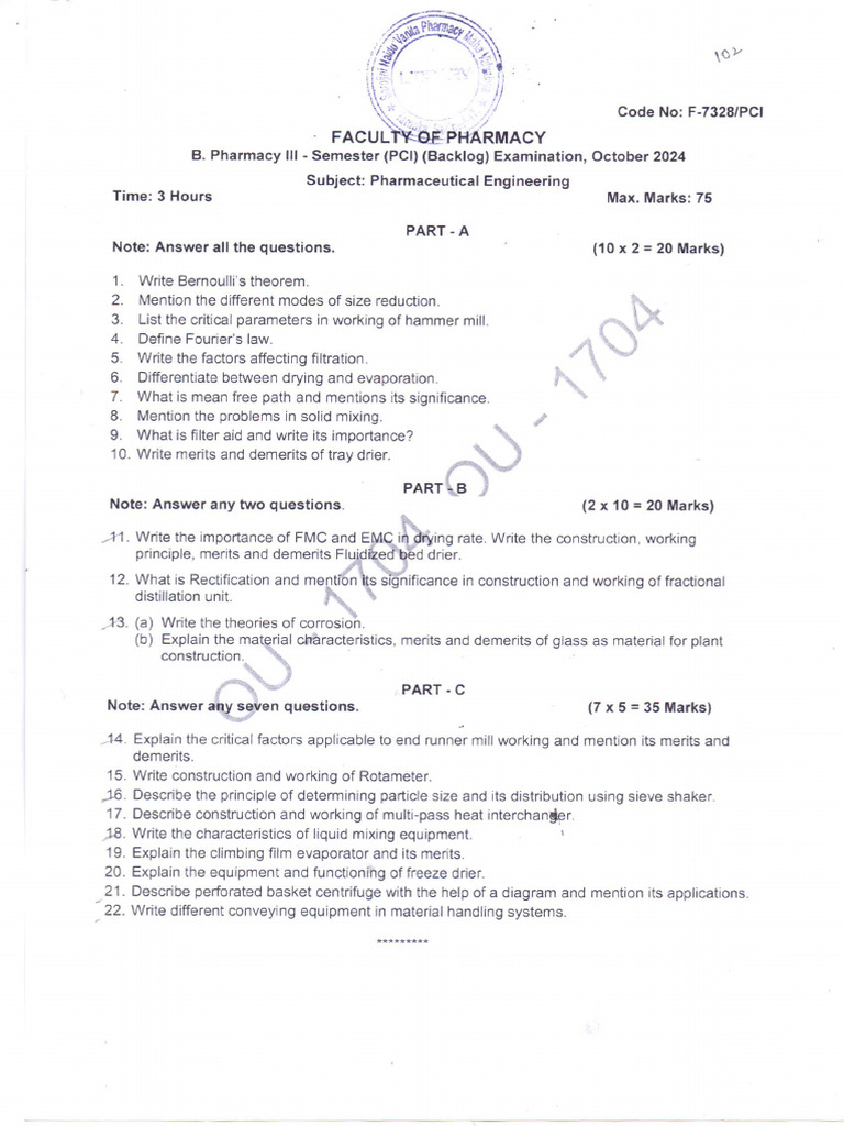 B.pharmacy Sem 3 As On Oct 2024 | PDF | Solubility | Benzene