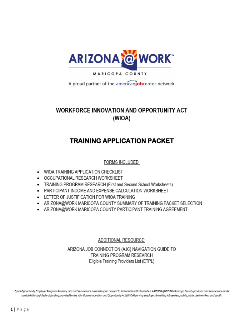 WIOA Revised Training Application Packet | PDF | Employment | Economies