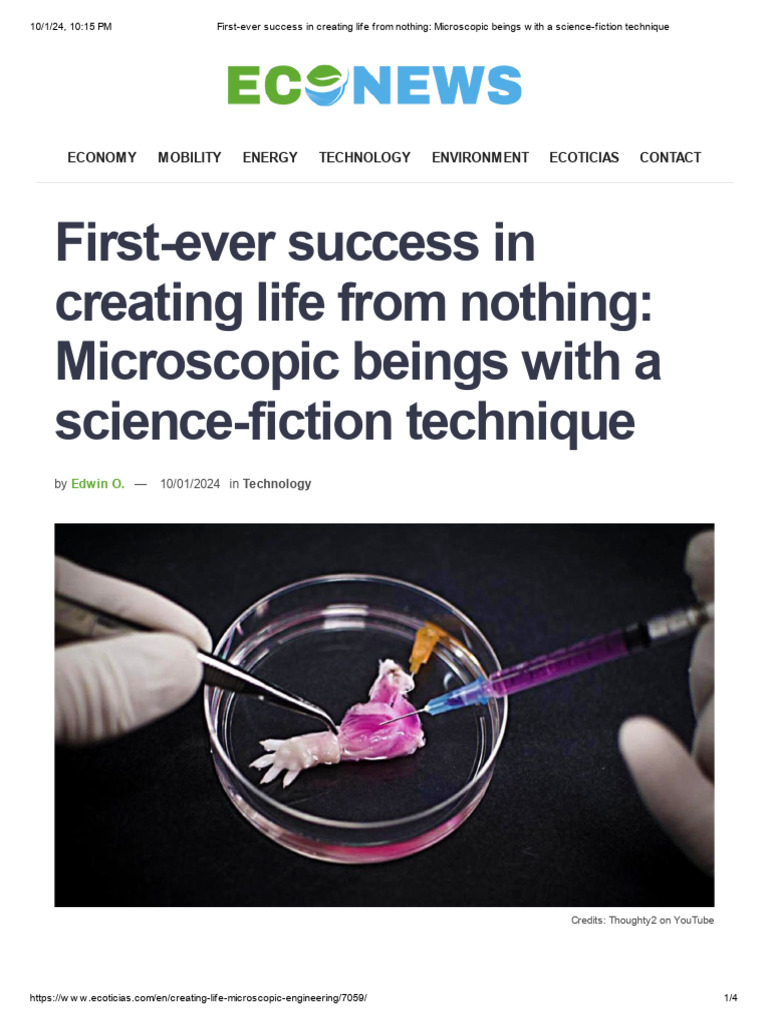 First-Ever Success in Creating Life From Nothing - Microscopic Beings ...