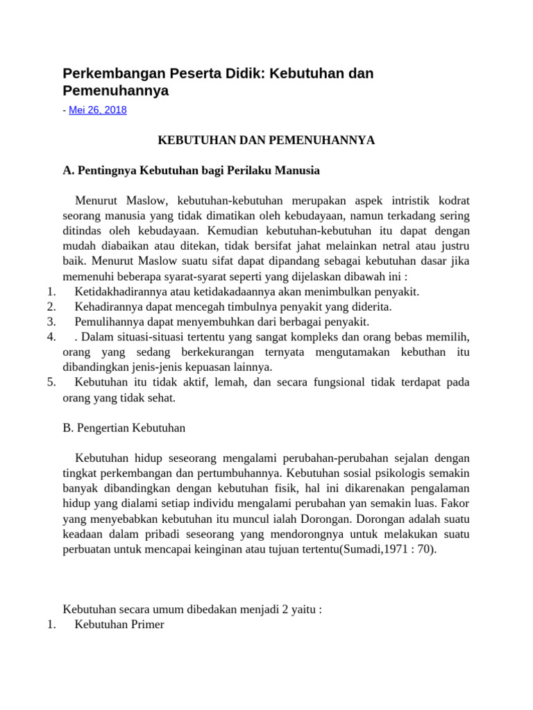 Perkembangan Peserta Didik | PDF