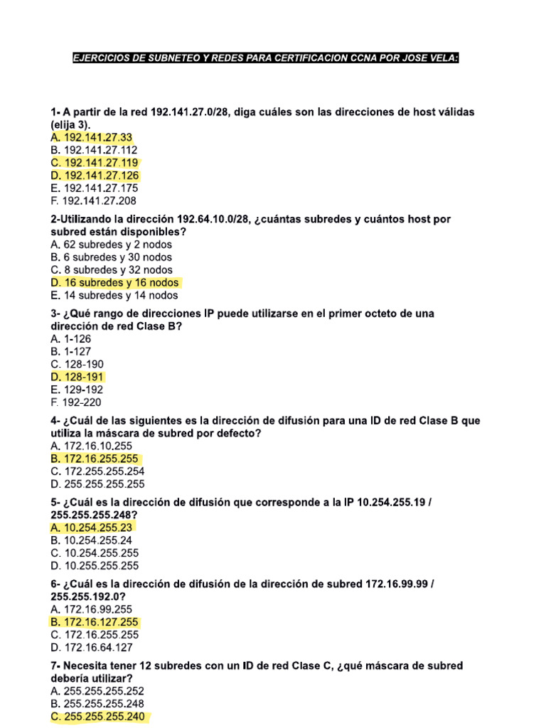 Ejercicios Subneteo para Resolver | PDF