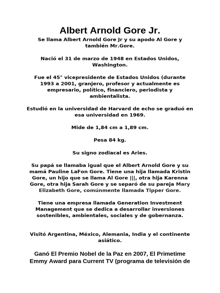 Albert Arnold Gore | PDF | Ciclones tropicales | Al Gore