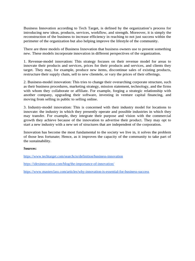 Business Innovation 2 | PDF