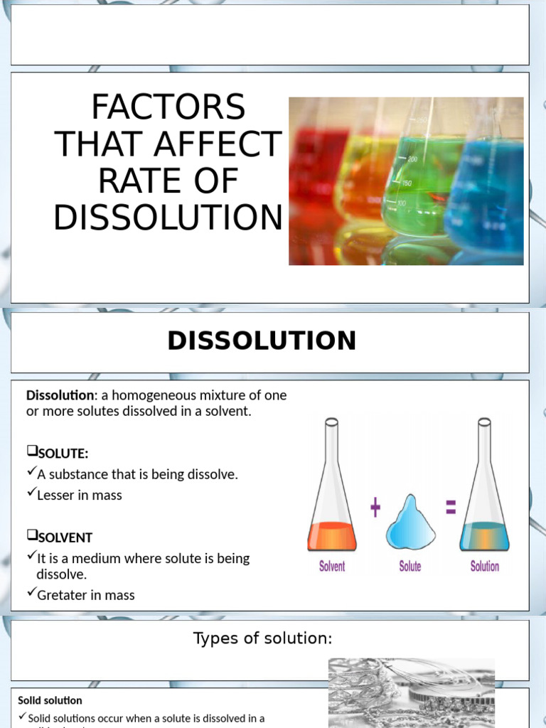 (Done) FACTORS THAT AFFECT RATE OF DISSOLUTION | PDF
