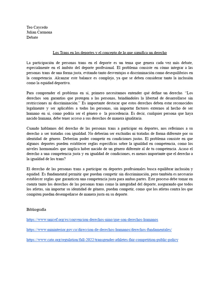 Inclusión Trans en Deportes: Debate | PDF | Transgénero | Estudios LGBTQIA+