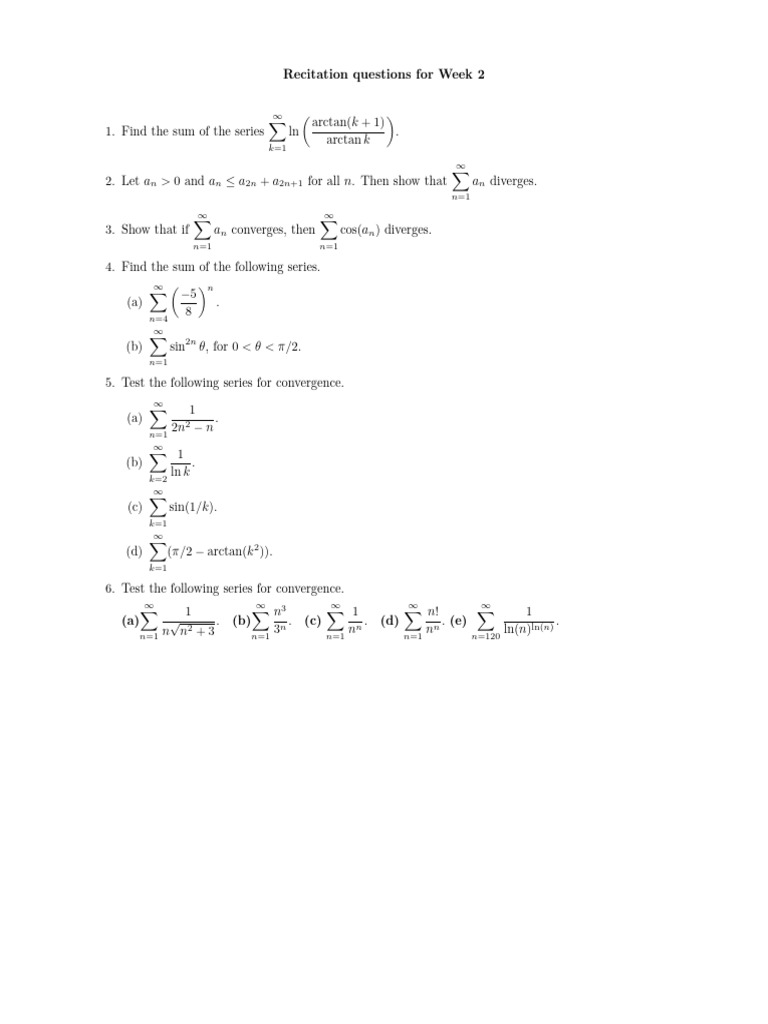 Math120 20202 Recitation Week 02 | PDF