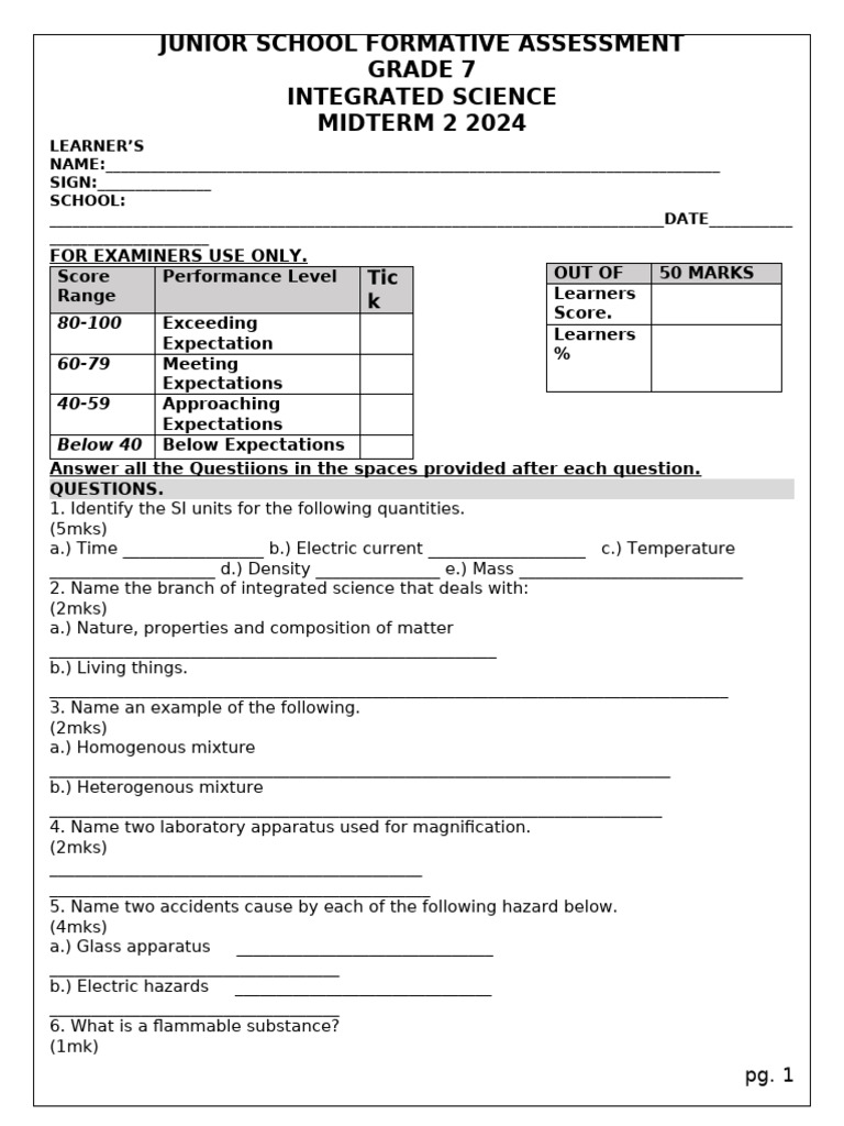 G7 Integrated Sciencet 2024 Teacher - Co - .Ke - 11 | PDF | Physical ...