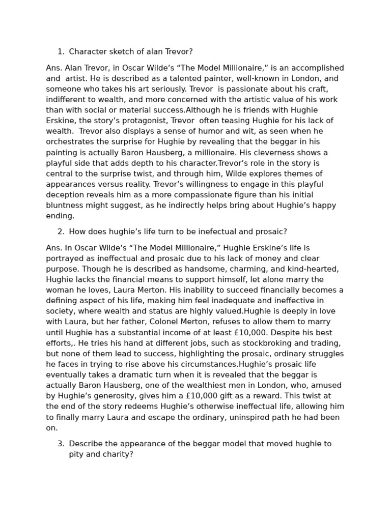 Model Millionaire Q&A | PDF | Oscar Wilde