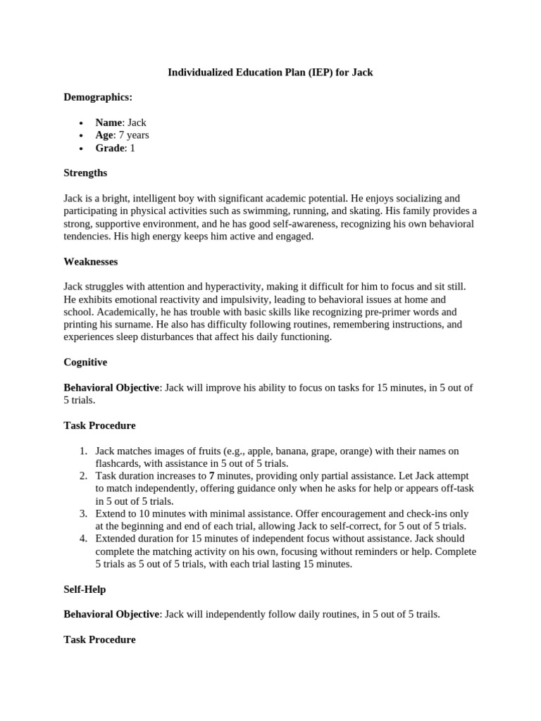 Individualized Education Plan | PDF | Individualized Education Program | Learning