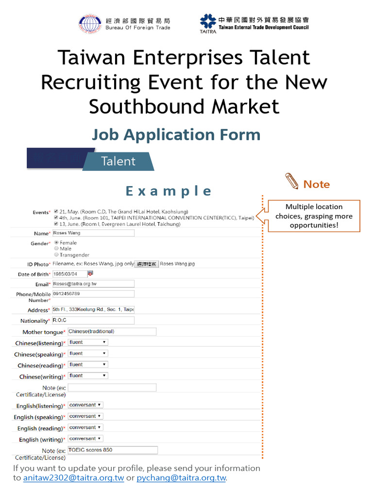Taiwan Job Fair For New Markets Pdf