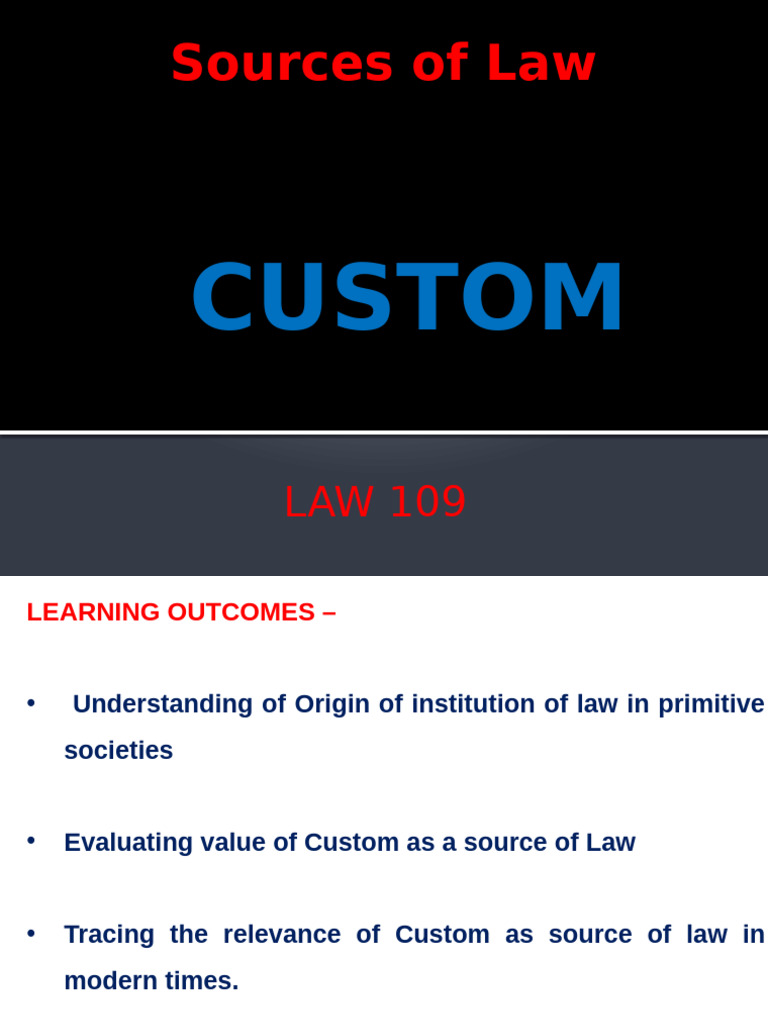 5 Sources of Law Custom | PDF | Sources Of Law | Precedent