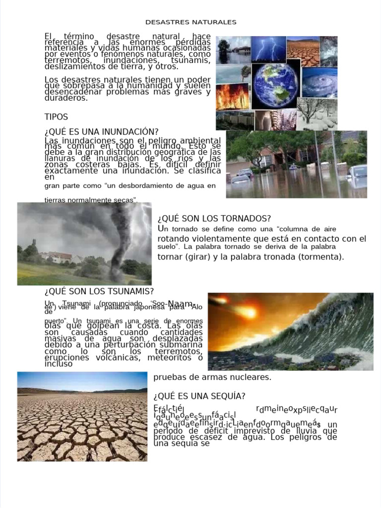 Tipos de Desastres Naturales y Prevención | PDF | Desastres naturales ...