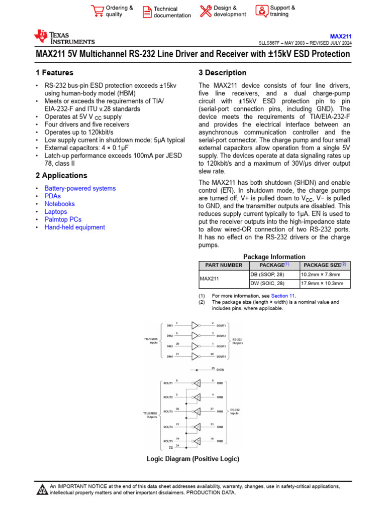 Max 211 | PDF | Electrostatic Discharge | Capacitor