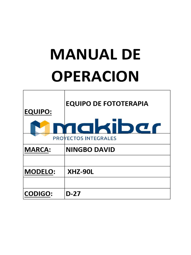 Manual de Fototerapia Neonatal XHZ-90L | PDF | Hertz | Diodo emisor de luz