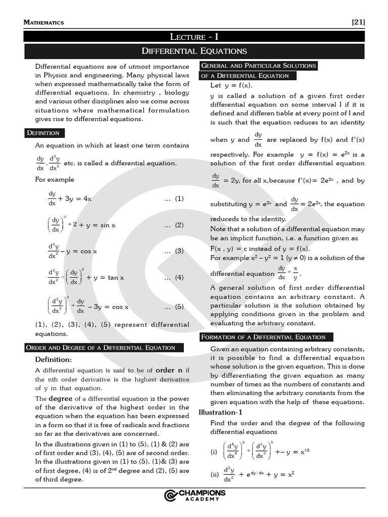 Differential Equations | PDF | Tangent | Equations Differential Equations | PDF | Tangent | Equations