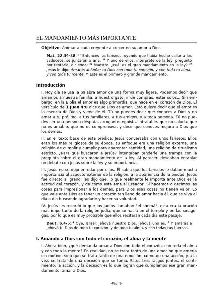 Mandamiento Más Importante | PDF | Amor | Creencia religiosa y doctrina