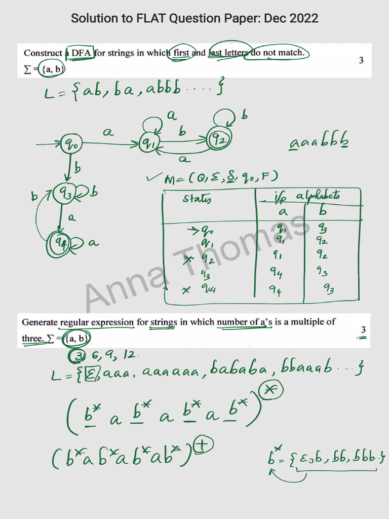 FLAT Solved QP | PDF