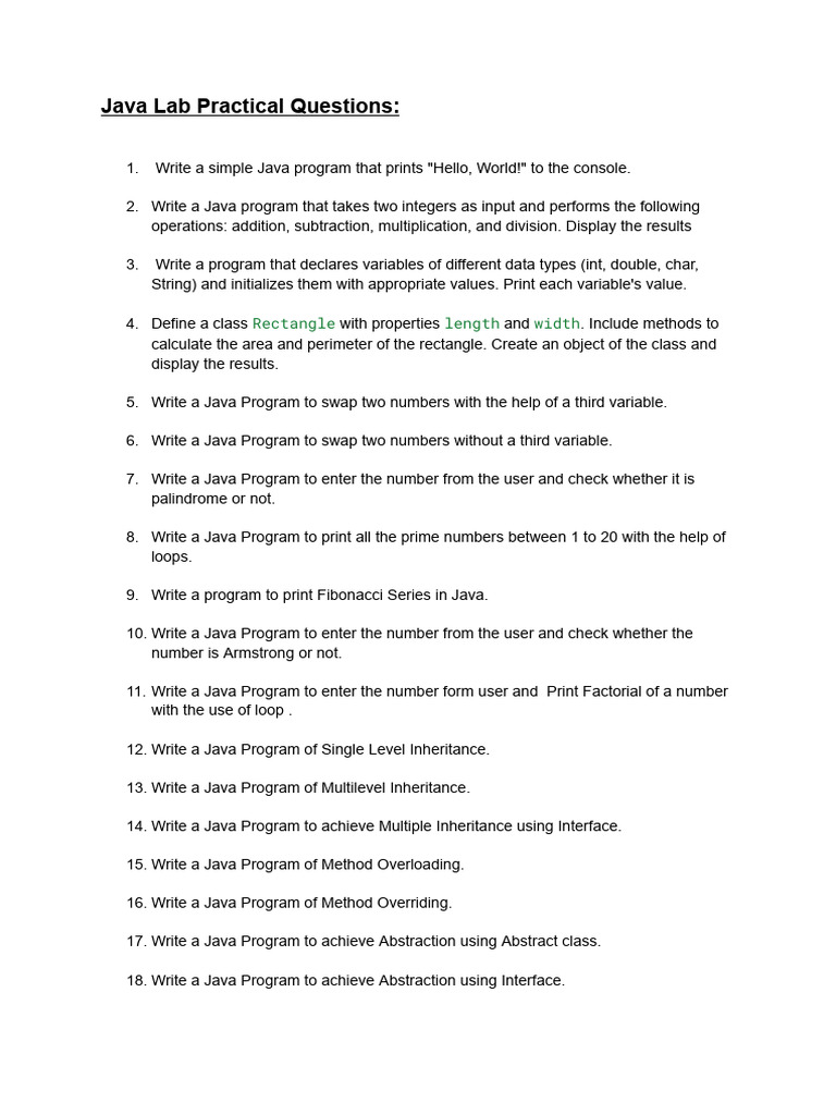 Java Practical Question BSC IT 5 | PDF | Method (Computer Programming) | Class (Computer ...