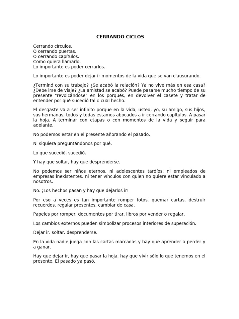 Cerrando Ciclos | PDF