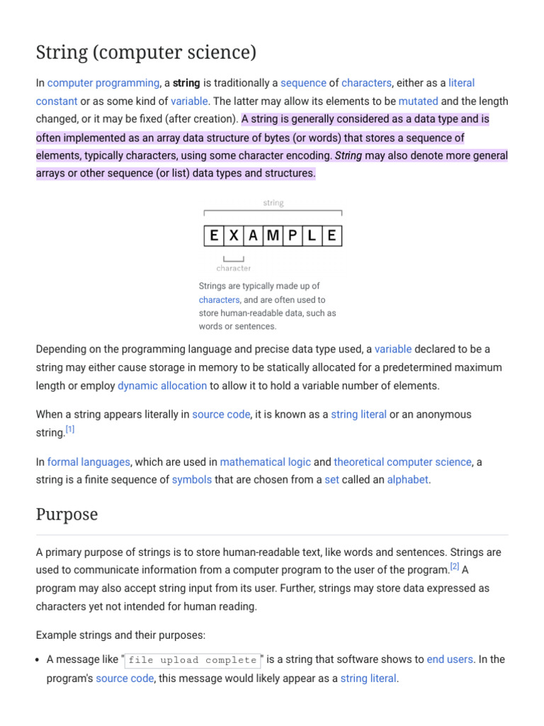 String Computer Science Wikipedia Pdf String Computer Science