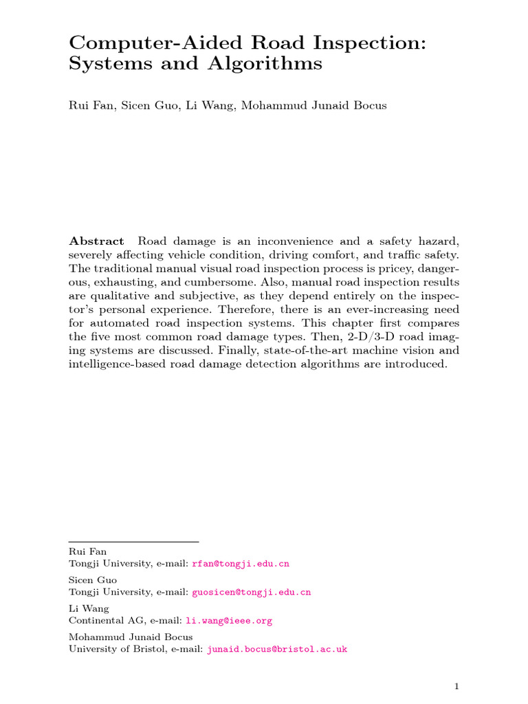 Computer Aided Road Inspection Systems and Algorithms | PDF | Image ...