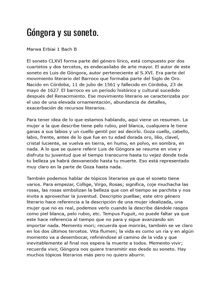 Góngora y Su Soneto | PDF | Sonetos