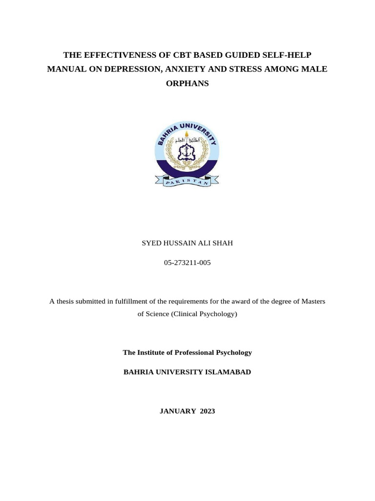 The Effectiveness of CBT Based Guided Self-Help Manual On Depression ...