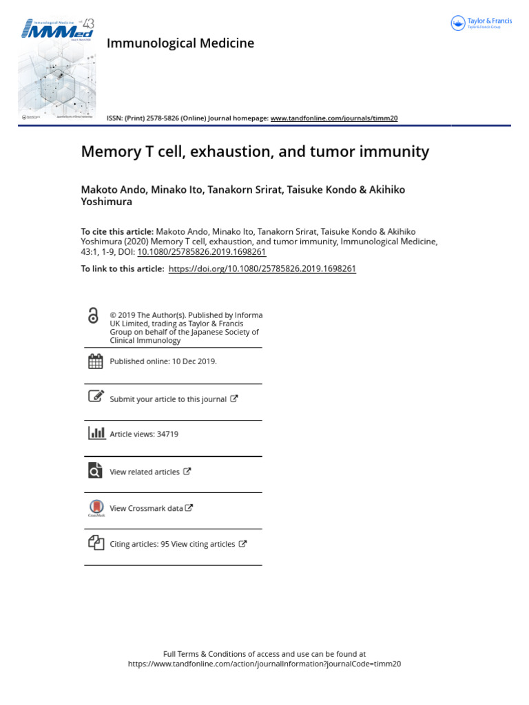 Memory T Cells and Tumor Exhaustion | PDF | T Cell | Immune System