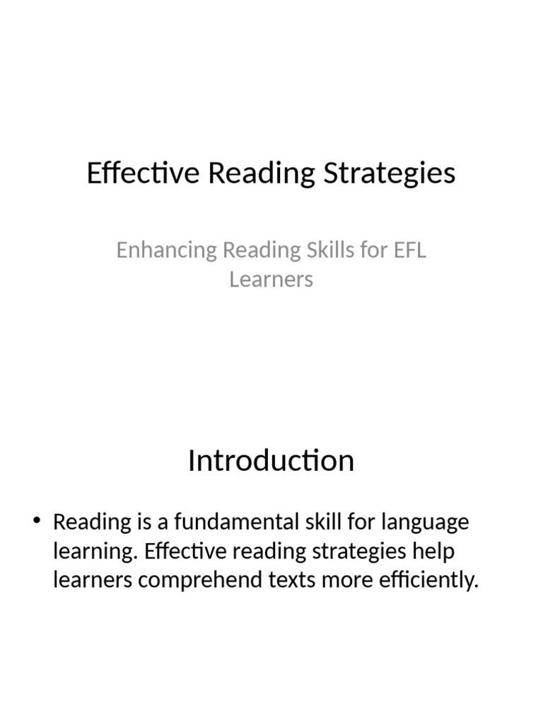 Effective Reading Strategies for EFL Learners | PDF