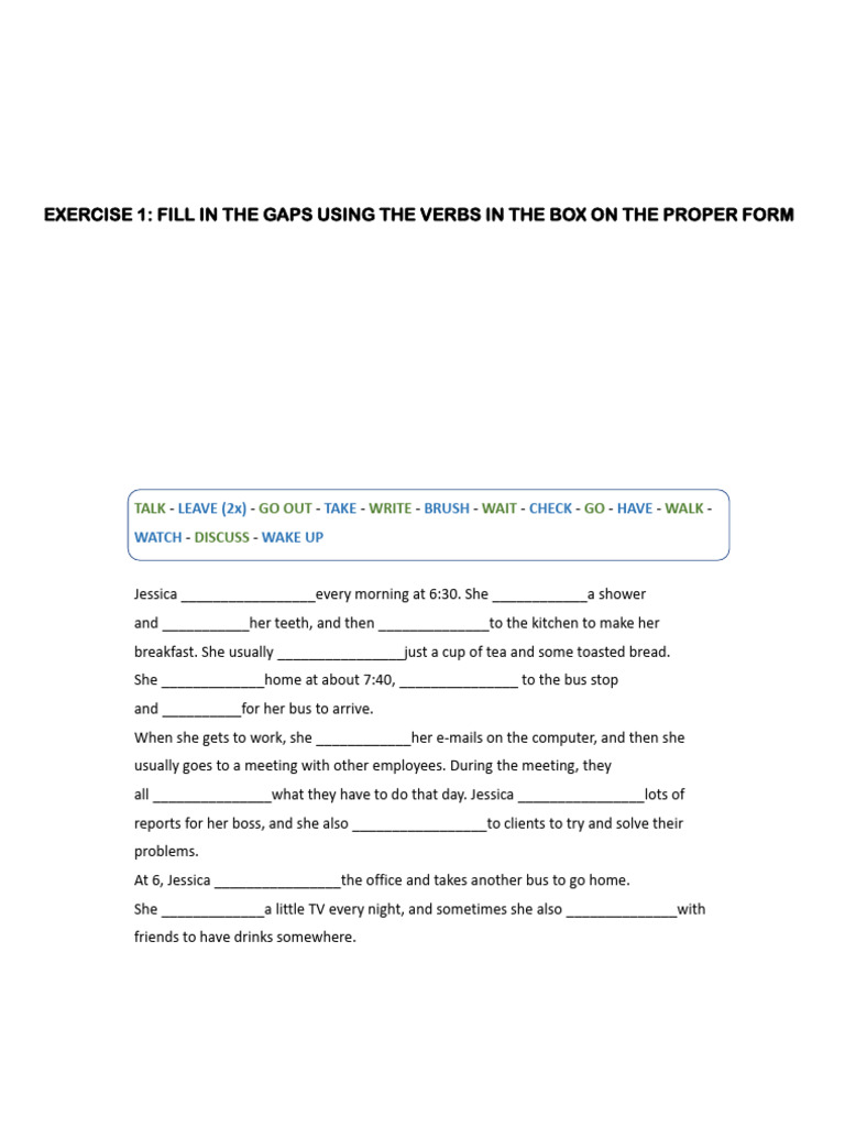Ana's Routine - Simple Present Exercise | PDF