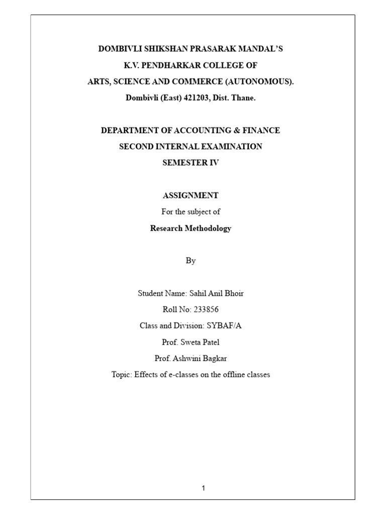Sahil Colg Baf RM Assignment Printable Version | PDF | Distance Education | Survey Methodology