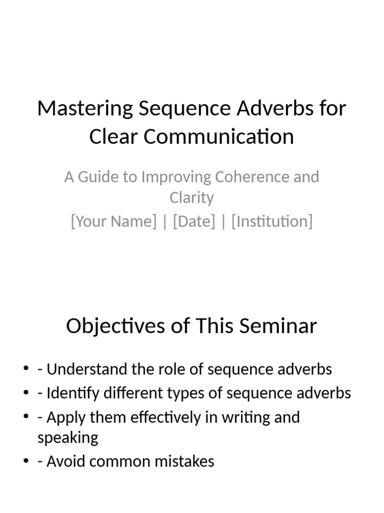 Sequence Adverbs Seminar | PDF