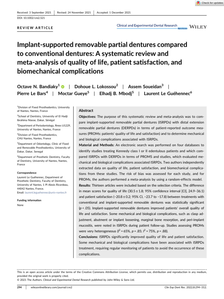 Clinical Exp Dental Res - 2022 - Bandiaky - Implant Supported Removable ...