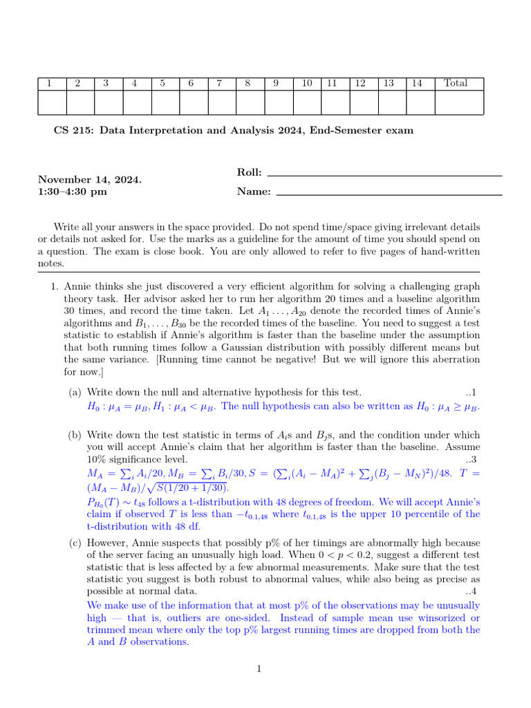 CS215 Autumn 2024-1 | PDF | Regression Analysis | Normal Distribution