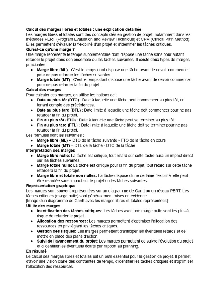 Explication Détaillée Du Calcul Des Marges Libres ... | PDF | Gestion ...