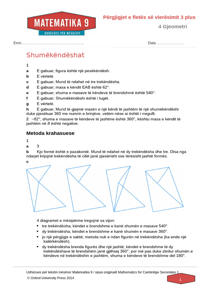 0406 - Flete Vleresimi 3 Plus, Pergjigjet - Gjeometri | PDF
