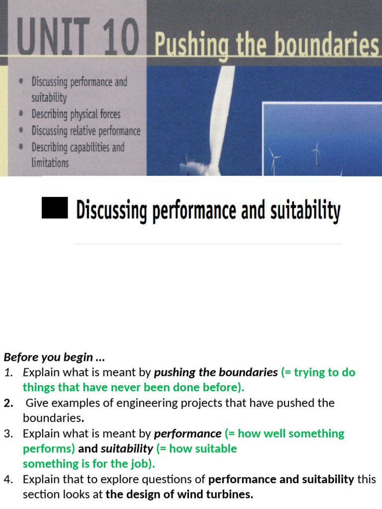 Unit10 Section1 Discussing Performance and Suitability | PDF | Wound | Wind Turbine