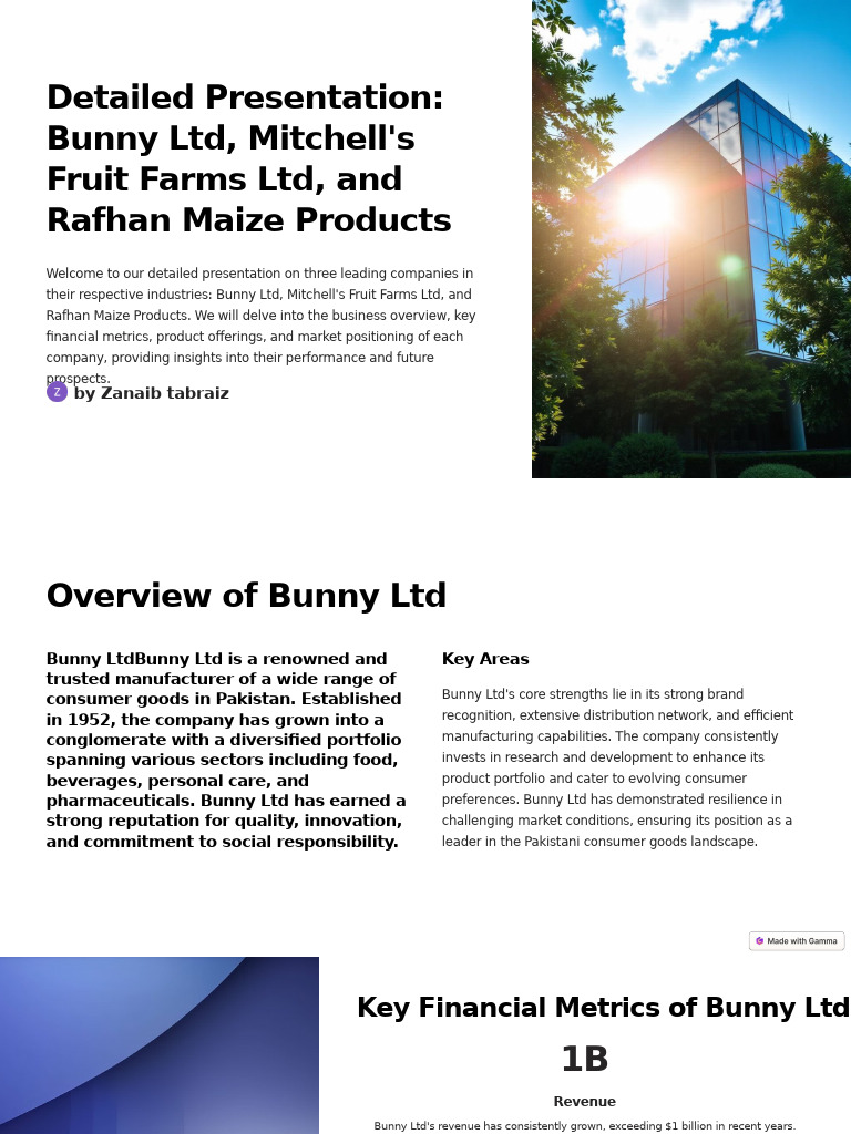Detailed Presentation Bunny LTD Mitchells Fruit Farms LTD and Rafhan ...