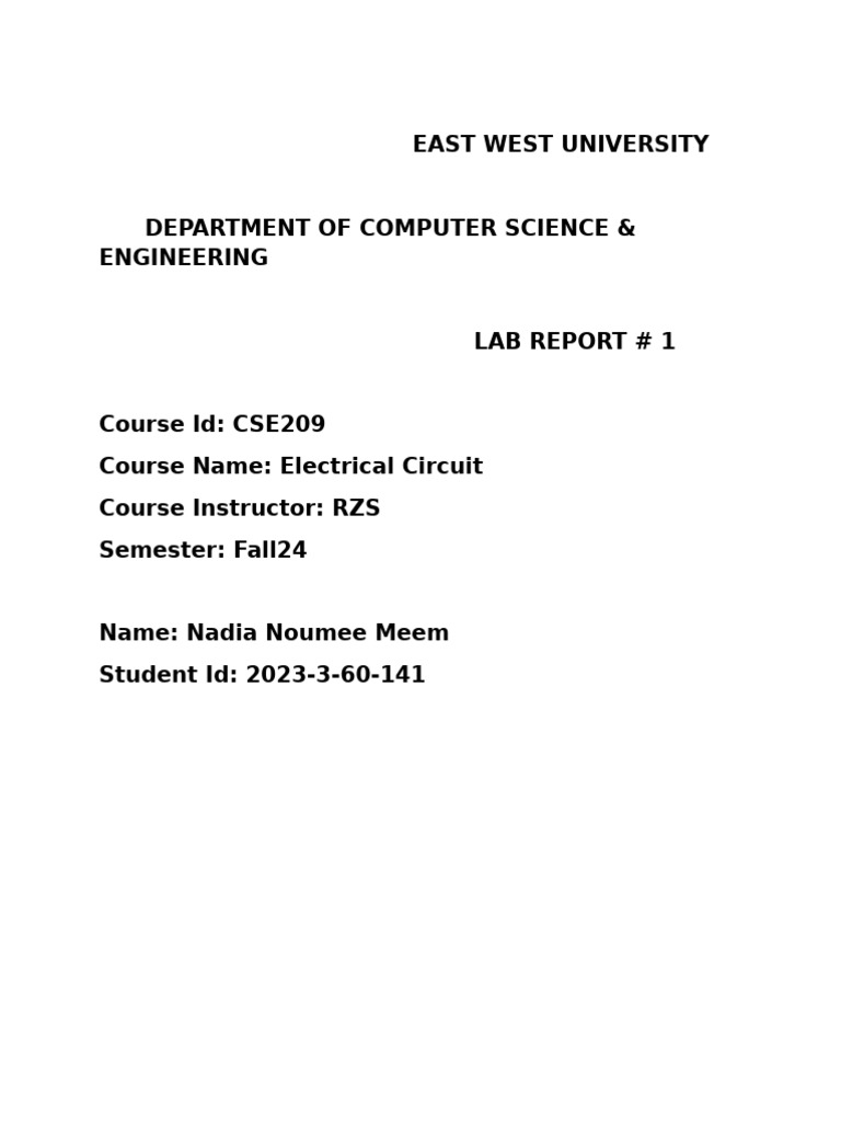 Lab 1 | PDF | Electrical Network | Electrical Engineering